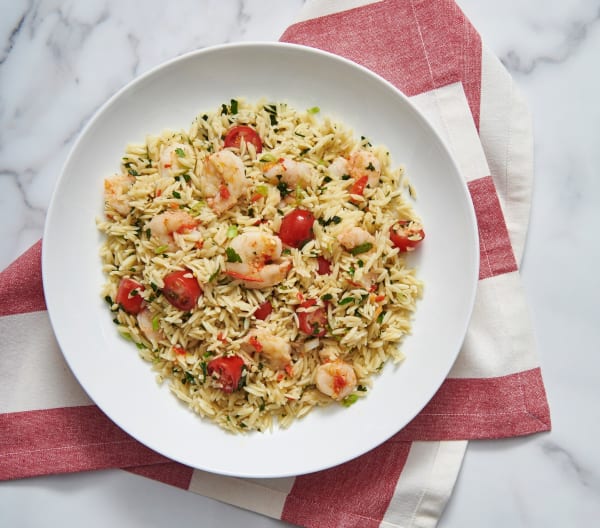 Prawns In Chilli Butter With Risoni + Herb Salad Recipe