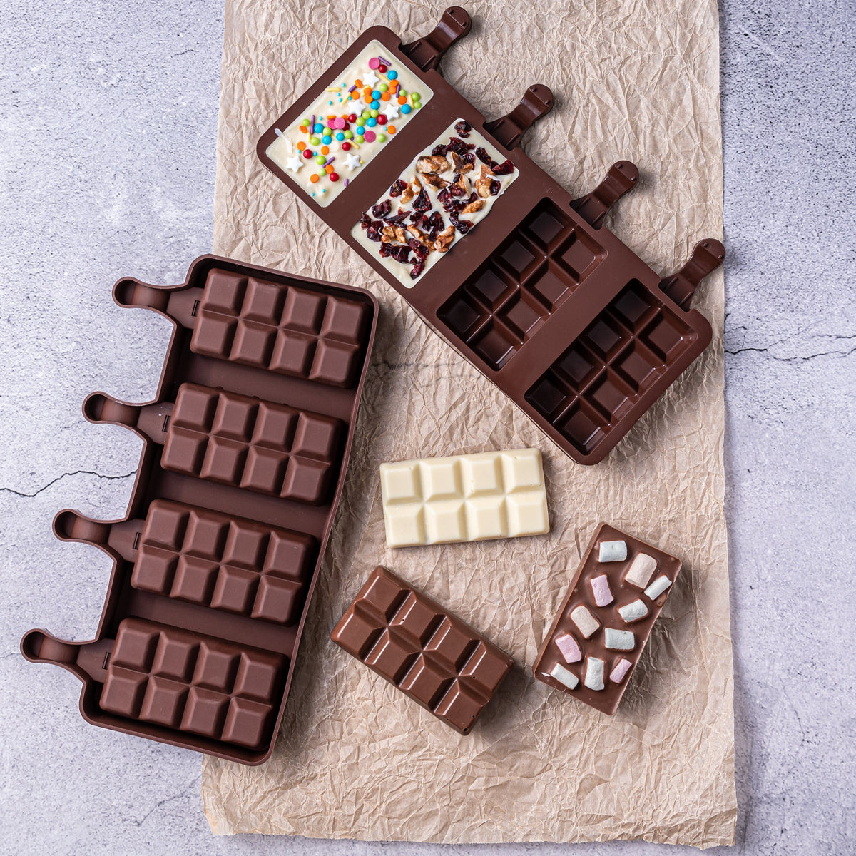 Silicone Chocolate Bar Mould and Silicone Ice Cream Mould in One