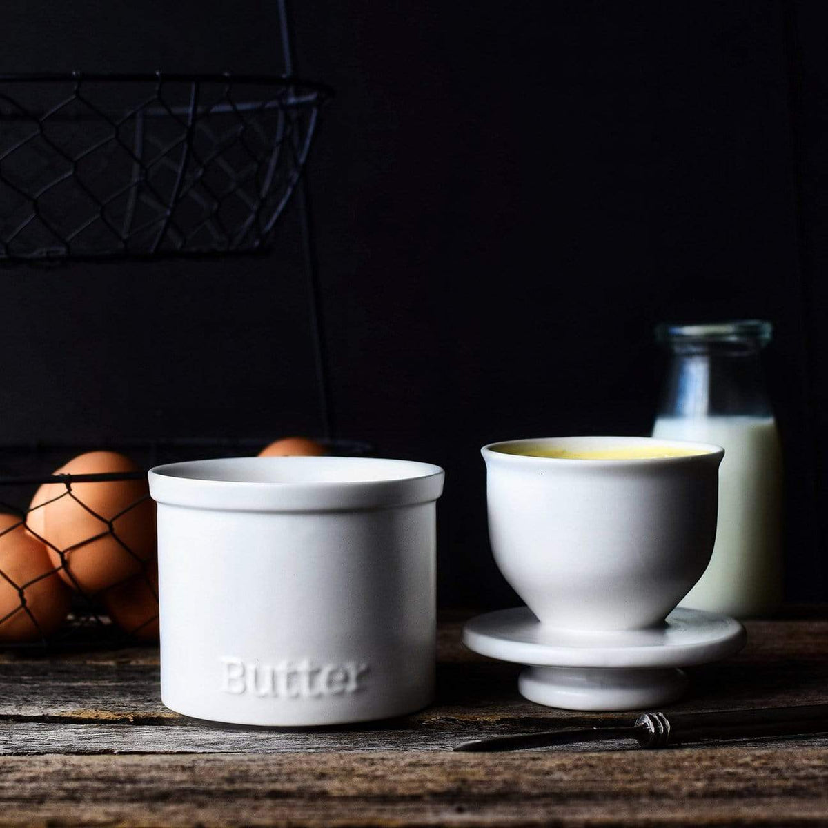 Butter Bowl + Dish - Ceramic Butter Bell Crock
