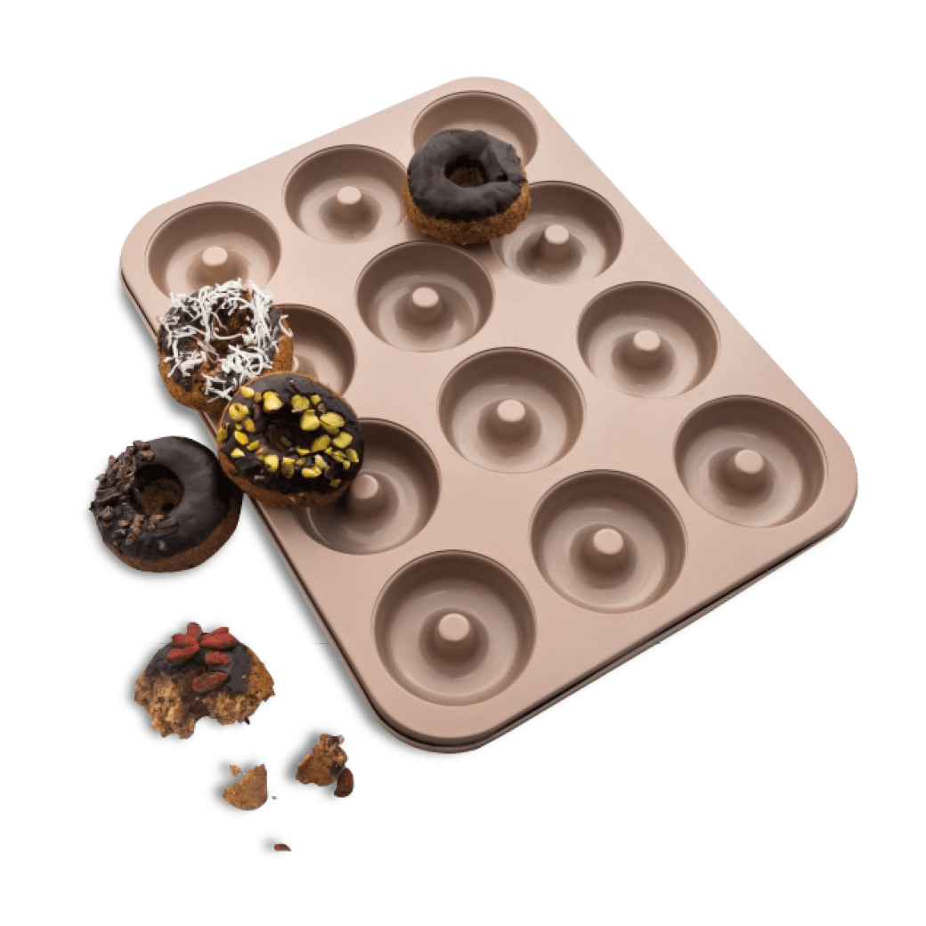 Doughnut Tray - 12-Hole Rose Gold Donut Pan + Mould